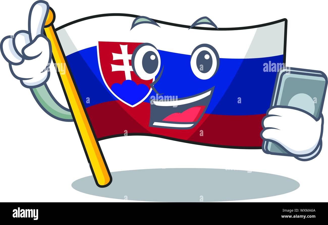 With phone slovakia cartoon flag fluttering on pole Stock Vector Image ...