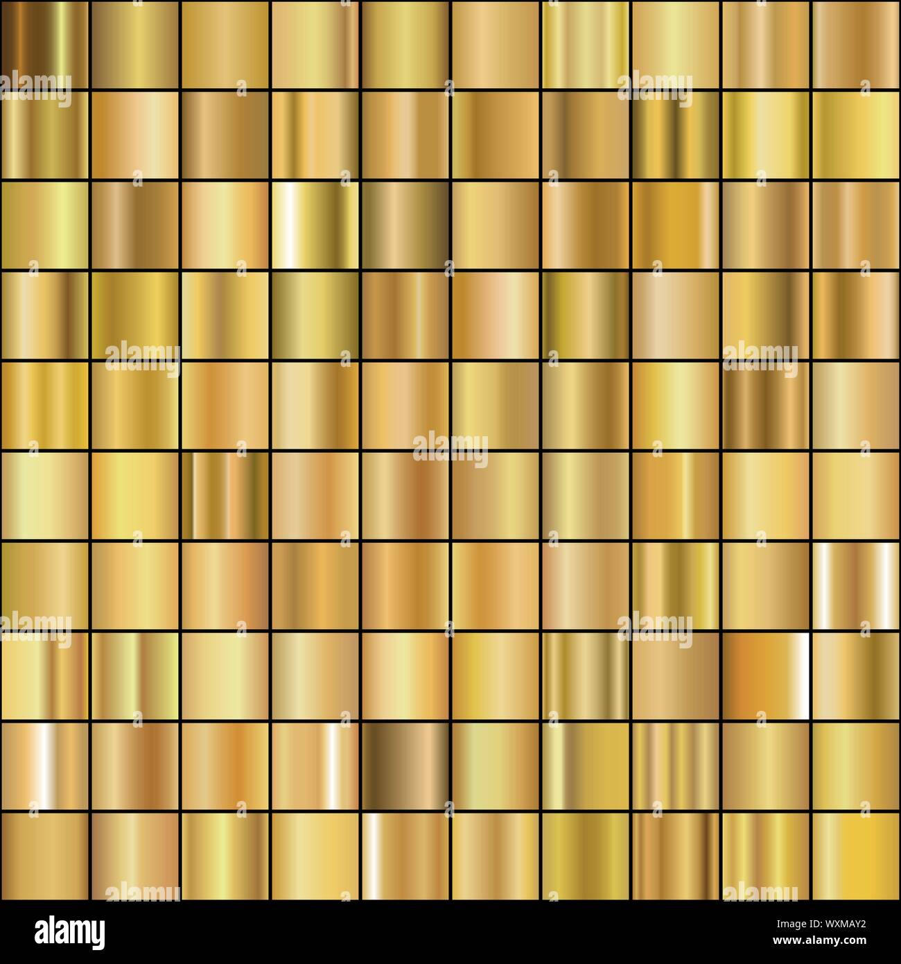 Set of Realistic gold gradients. Vector metal collection for border ...