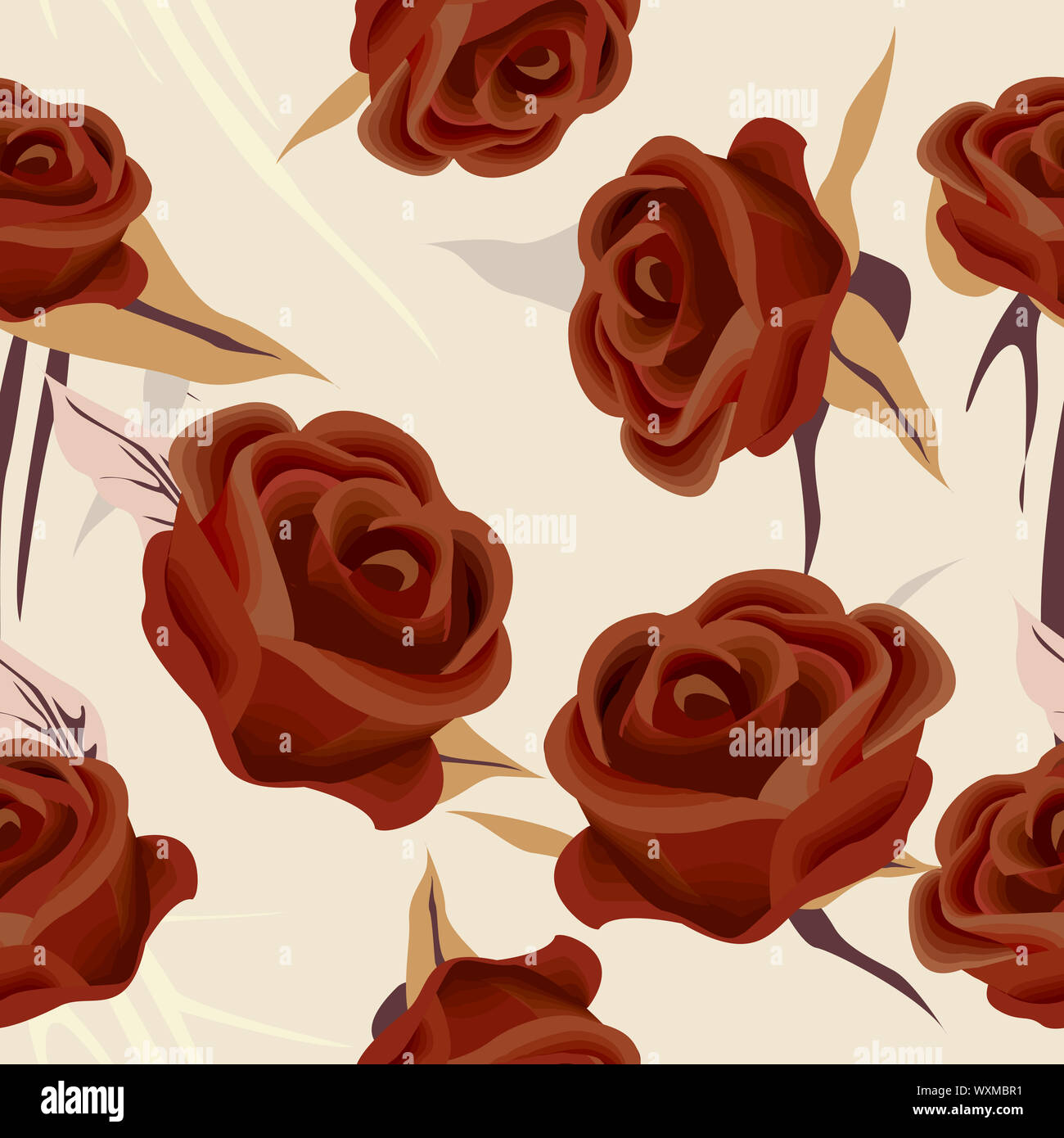 Seamless background with red roses, pattern Stock Photo - Alamy