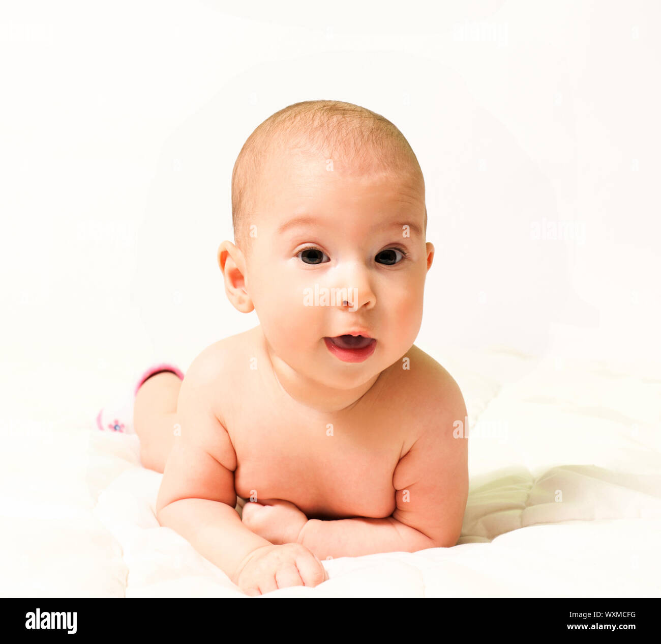 Cute baby girl isolated on white background Stock Photo - Alamy