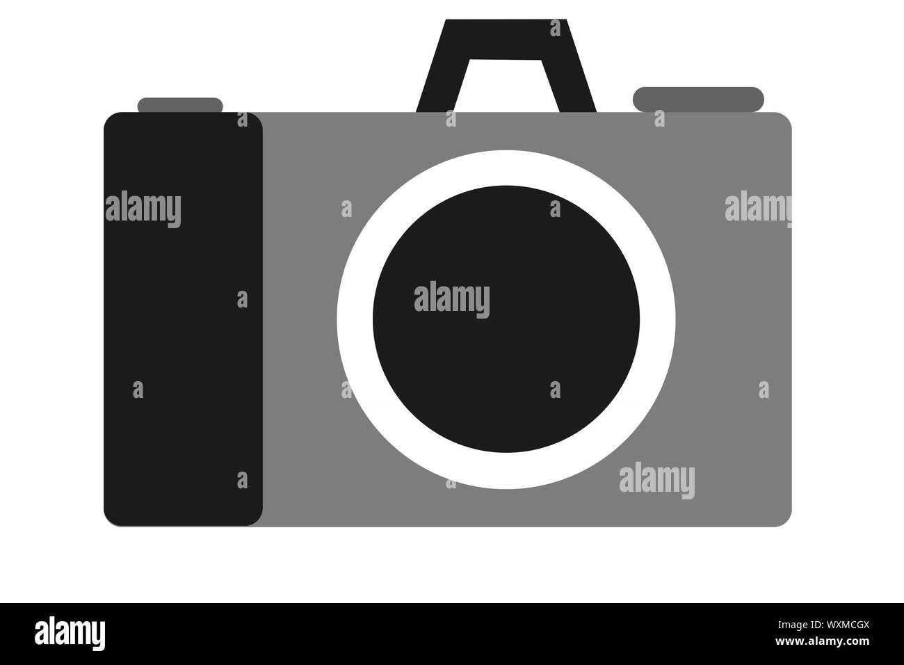 Illustration of a gray camera against white background Stock Photo - Alamy