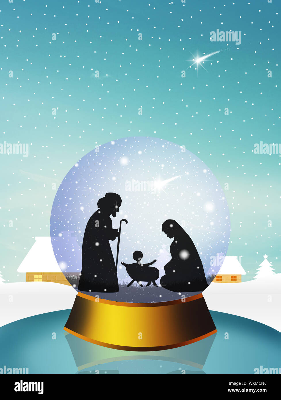 Christmas Nativity Scene in the crystal ball Stock Photo - Alamy