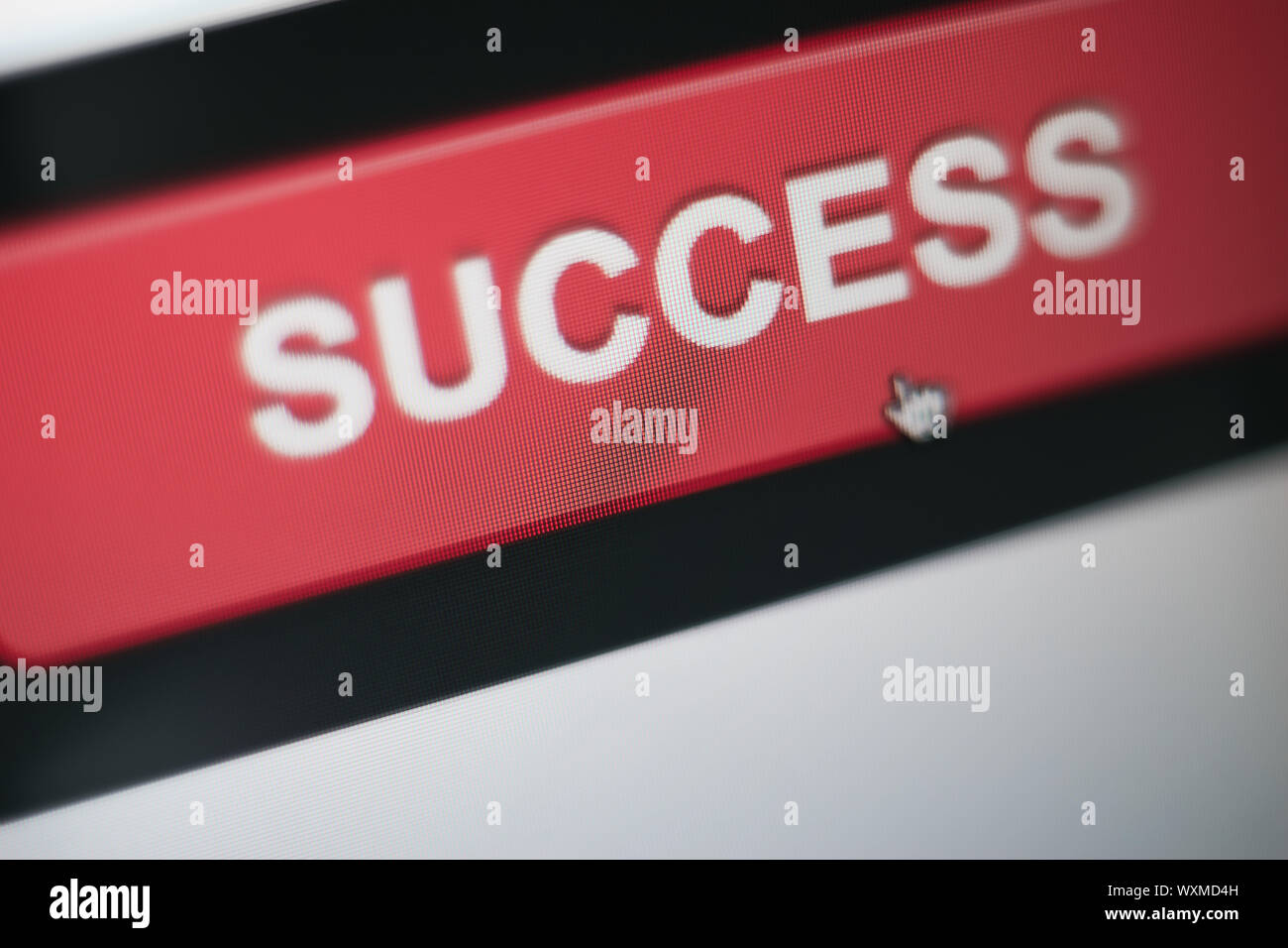 close up Red success button on a black and white background Stock Photo ...