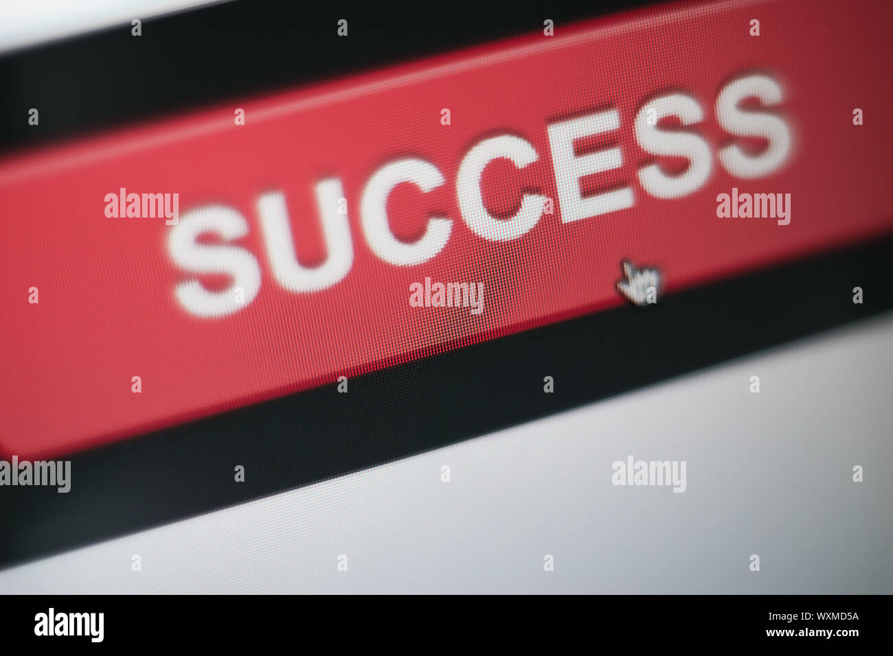 close up Red success button on a black and white background Stock Photo ...