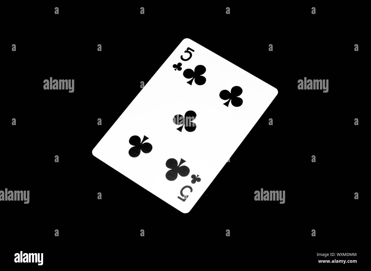 number five clover card isolated on black Stock Photo - Alamy