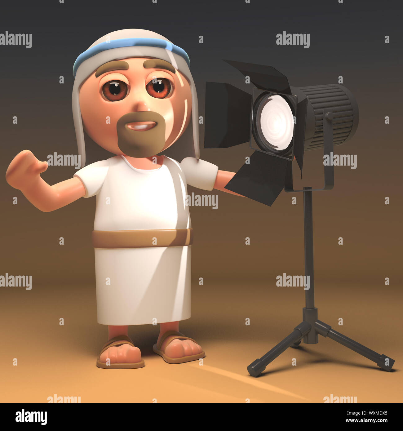 Cartoon Jesus Christ character in 3d standing in front of a studio ...
