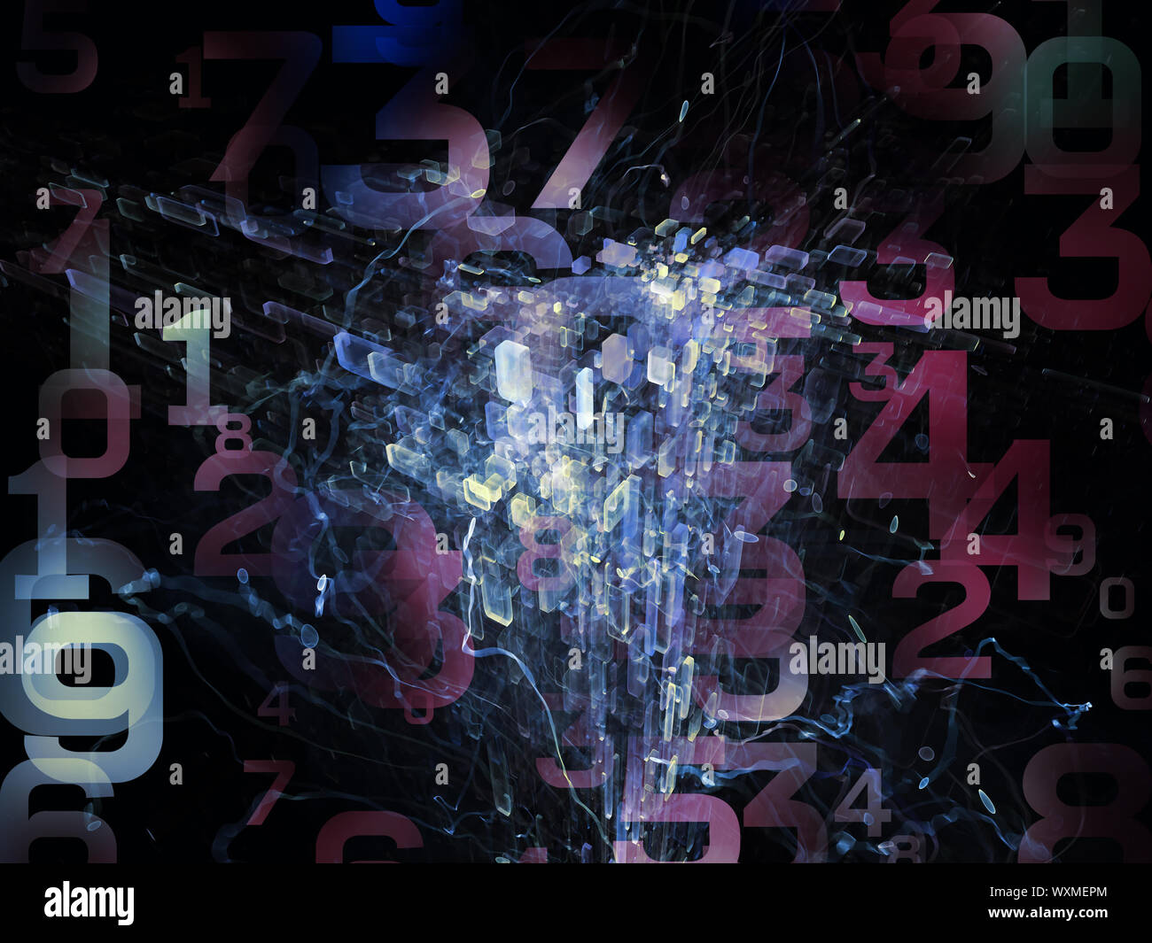 Number in Space series. Background design of numbers, fractal textures ...