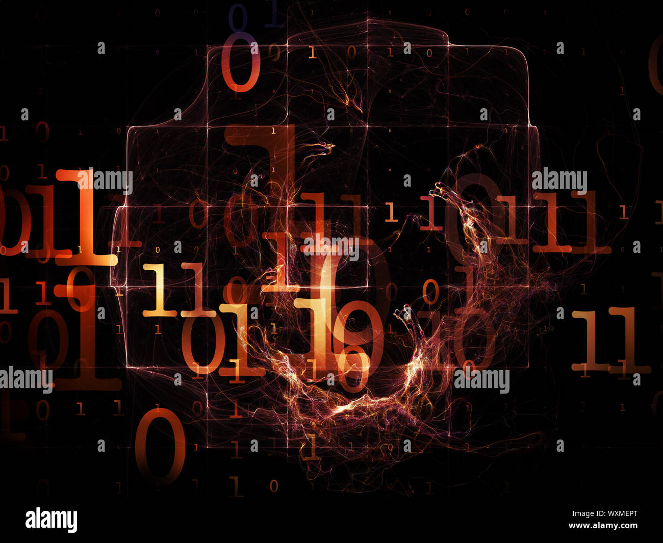 Number in Space series. Abstract arrangement of numbers, fractal ...