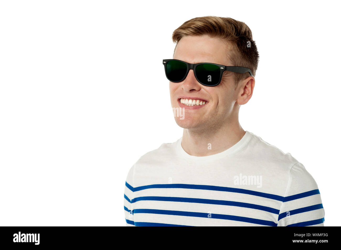 Smart handsome male model wearing goggles Stock Photo - Alamy