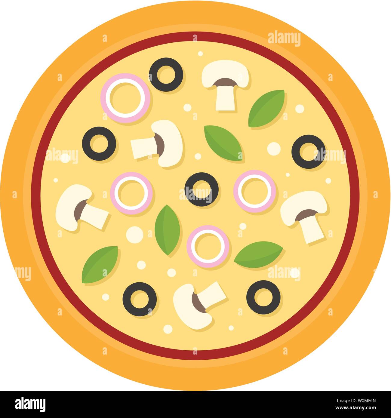 Mushroom pizza icon. Flat illustration of mushroom pizza vector icon ...