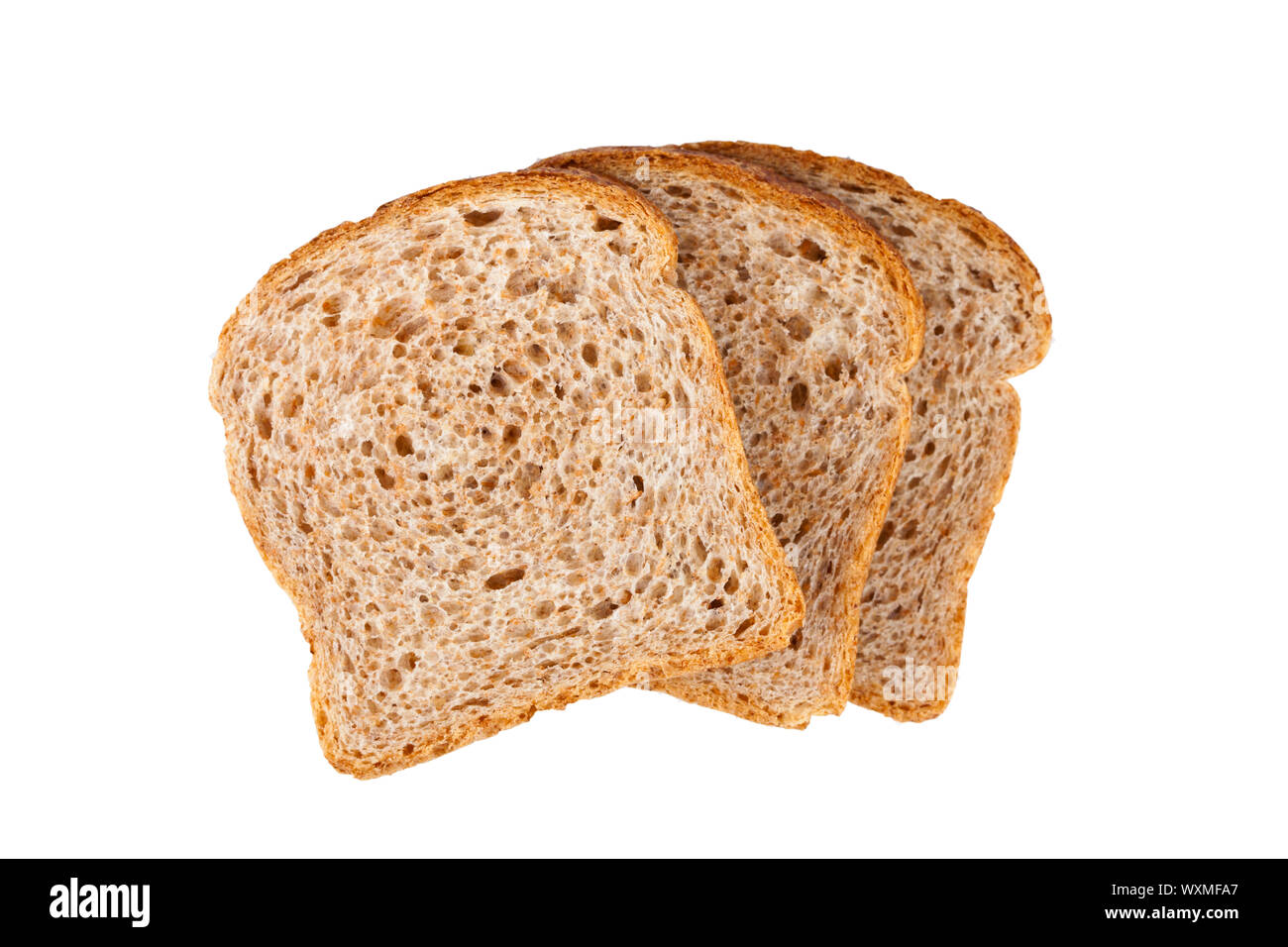 three fresh bread slices isolated on white background Stock Photo - Alamy