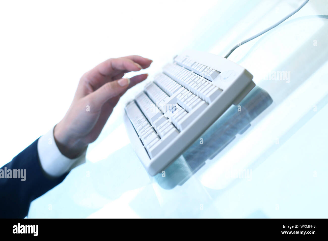 hands work on keyboard white background Stock Photo - Alamy