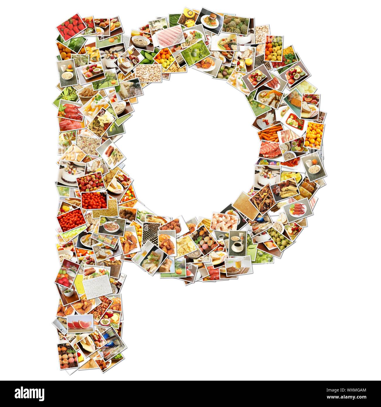 Letter food collage concept art Cut Out Stock Images & Pictures - Alamy
