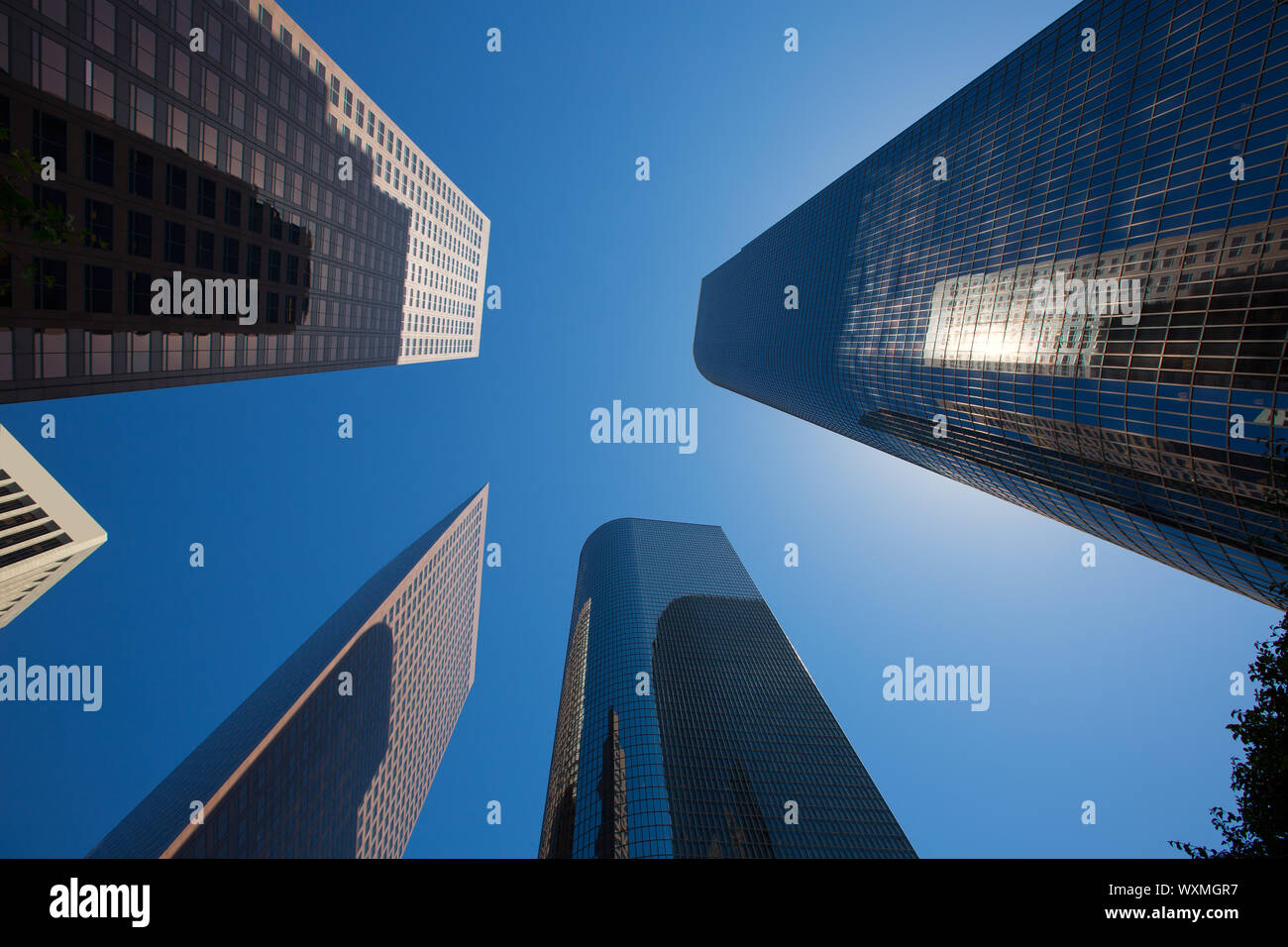 LA Los angeles downtown skyscrapers buildings viewed from below at ...