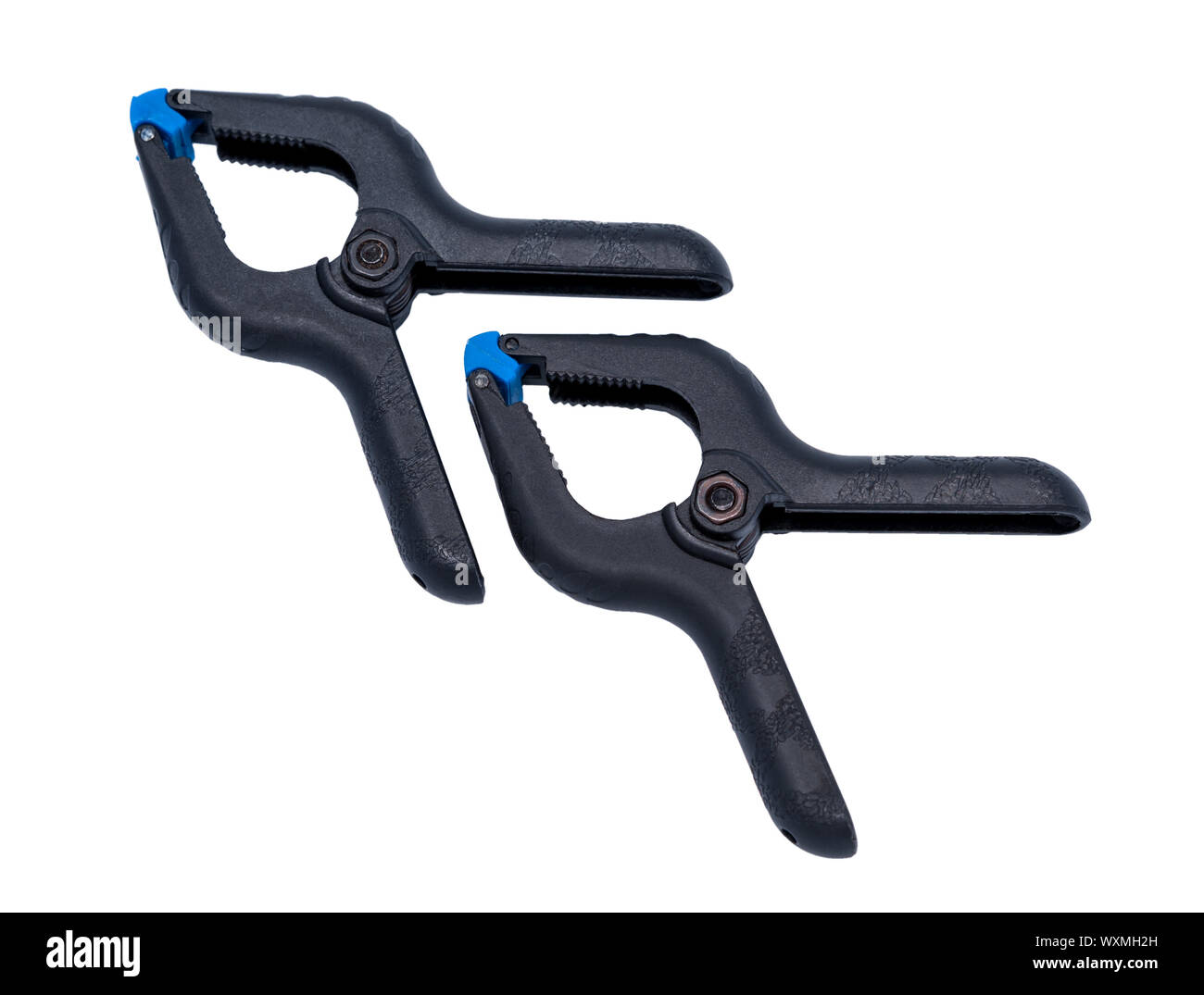 Plastic clamp isolated on a white background Stock Photo - Alamy