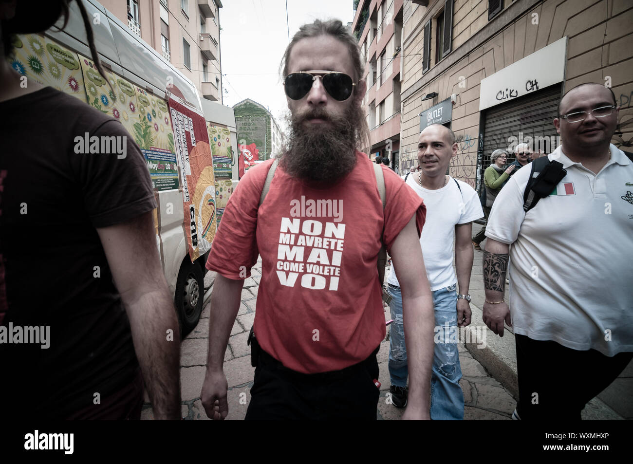 MILAN, ITALY - MAY 1: labor day held in Milan on May 1, 2013. Every ...