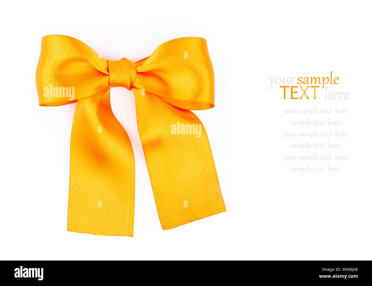 Shiny orange satin ribbon on white background Stock Photo - Alamy