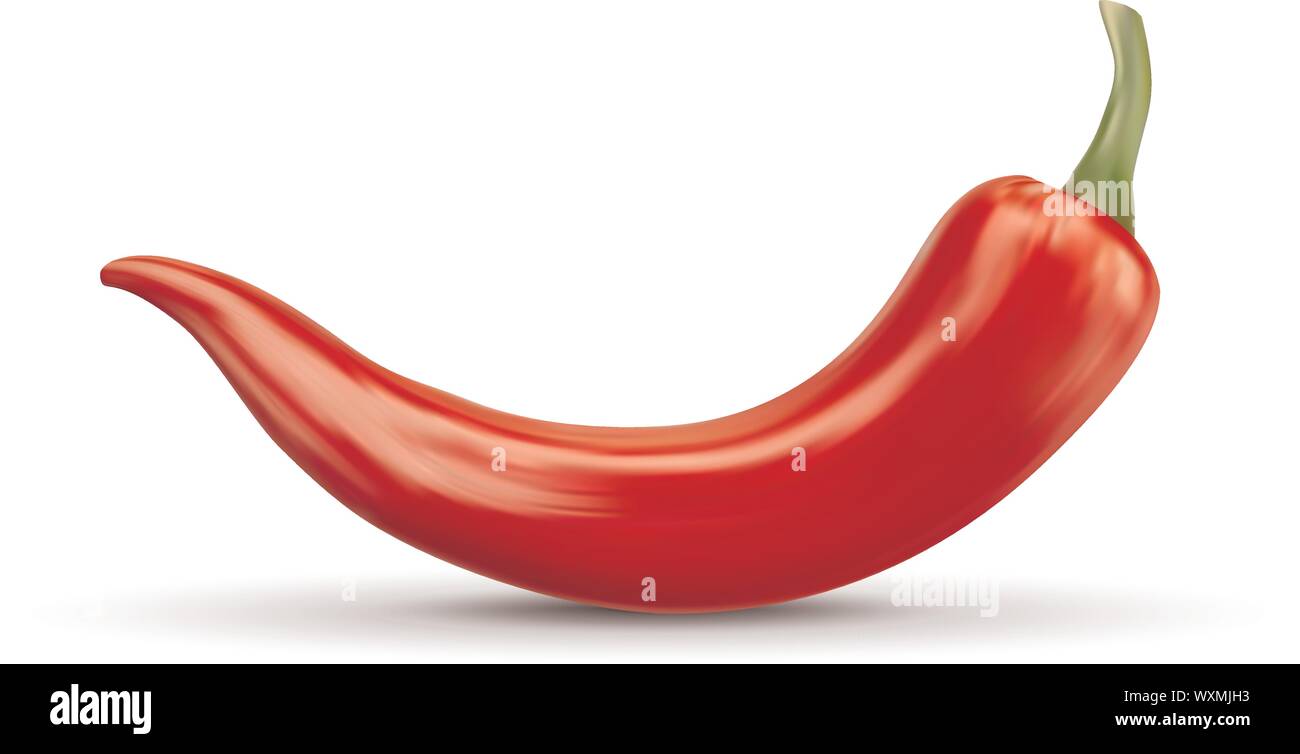 realistic Red hot natural chili pepper, isolated image with shadow ...