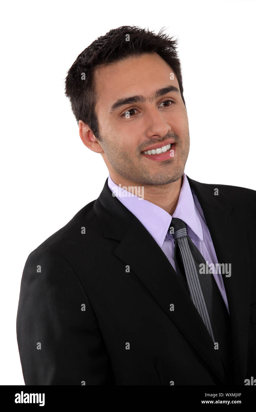 Portrait of smiling man in a suit Stock Photo - Alamy
