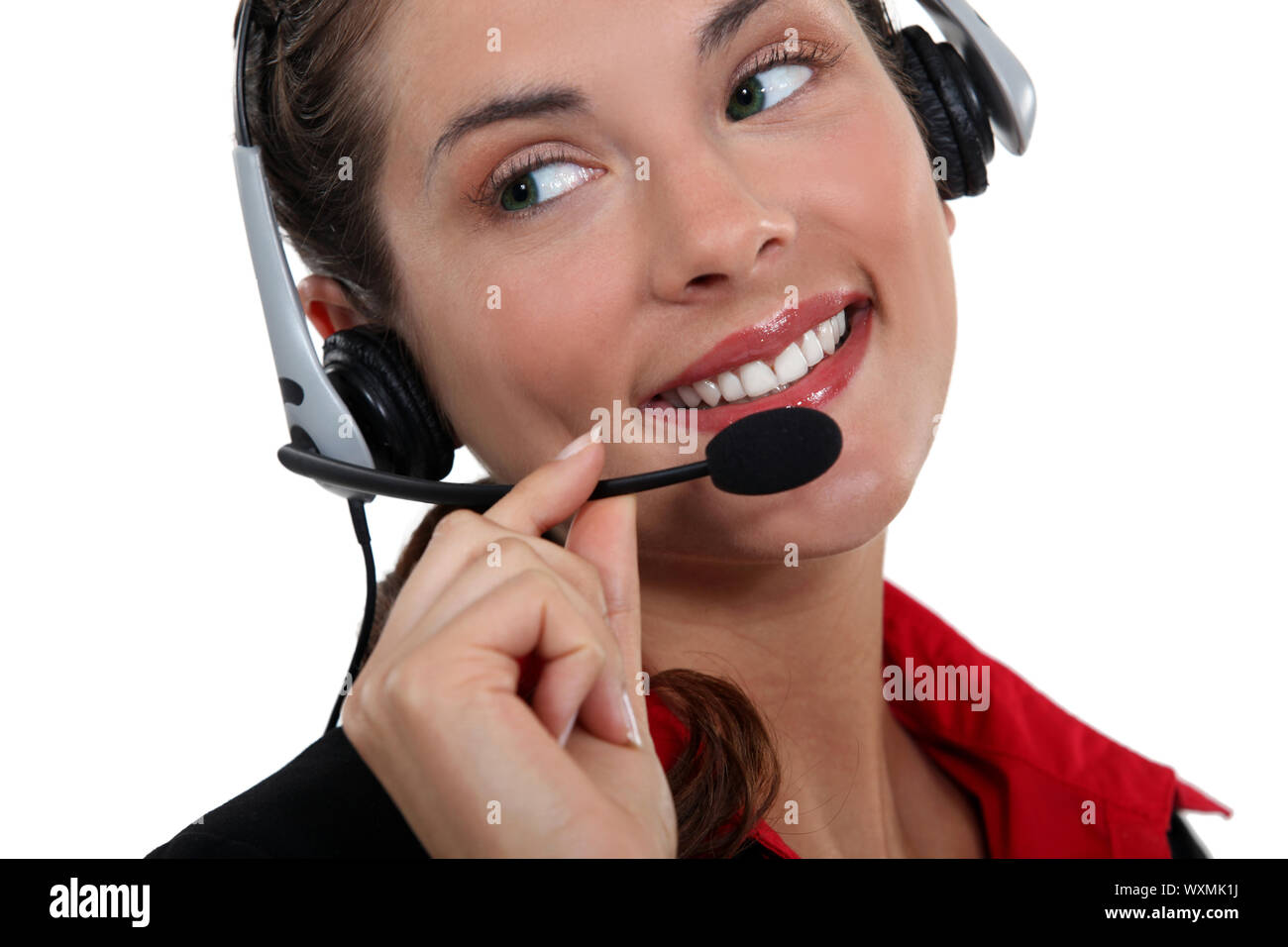 portrait of a call center employee Stock Photo - Alamy