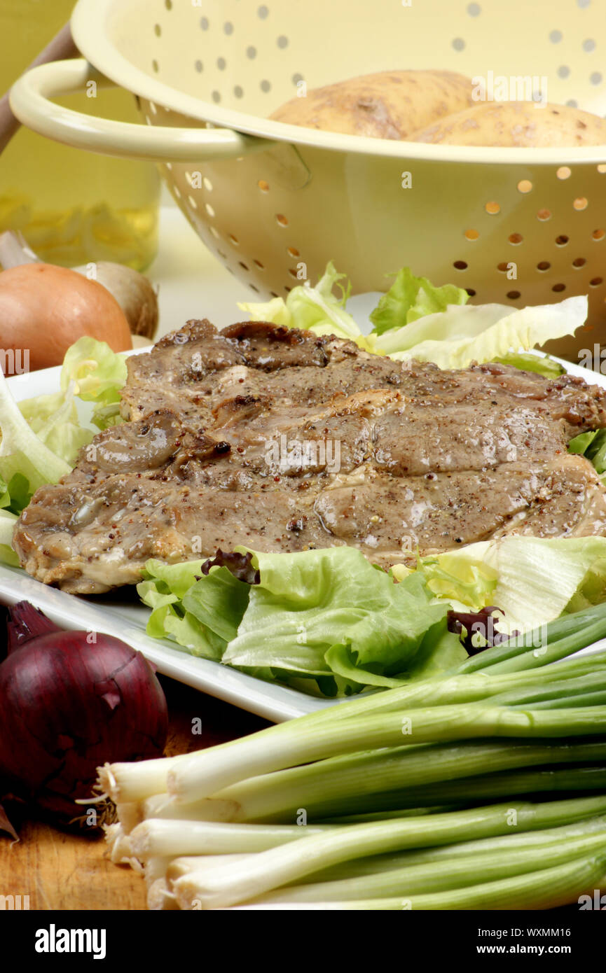 spare rib chops with fresh organic vegetable Stock Photo - Alamy