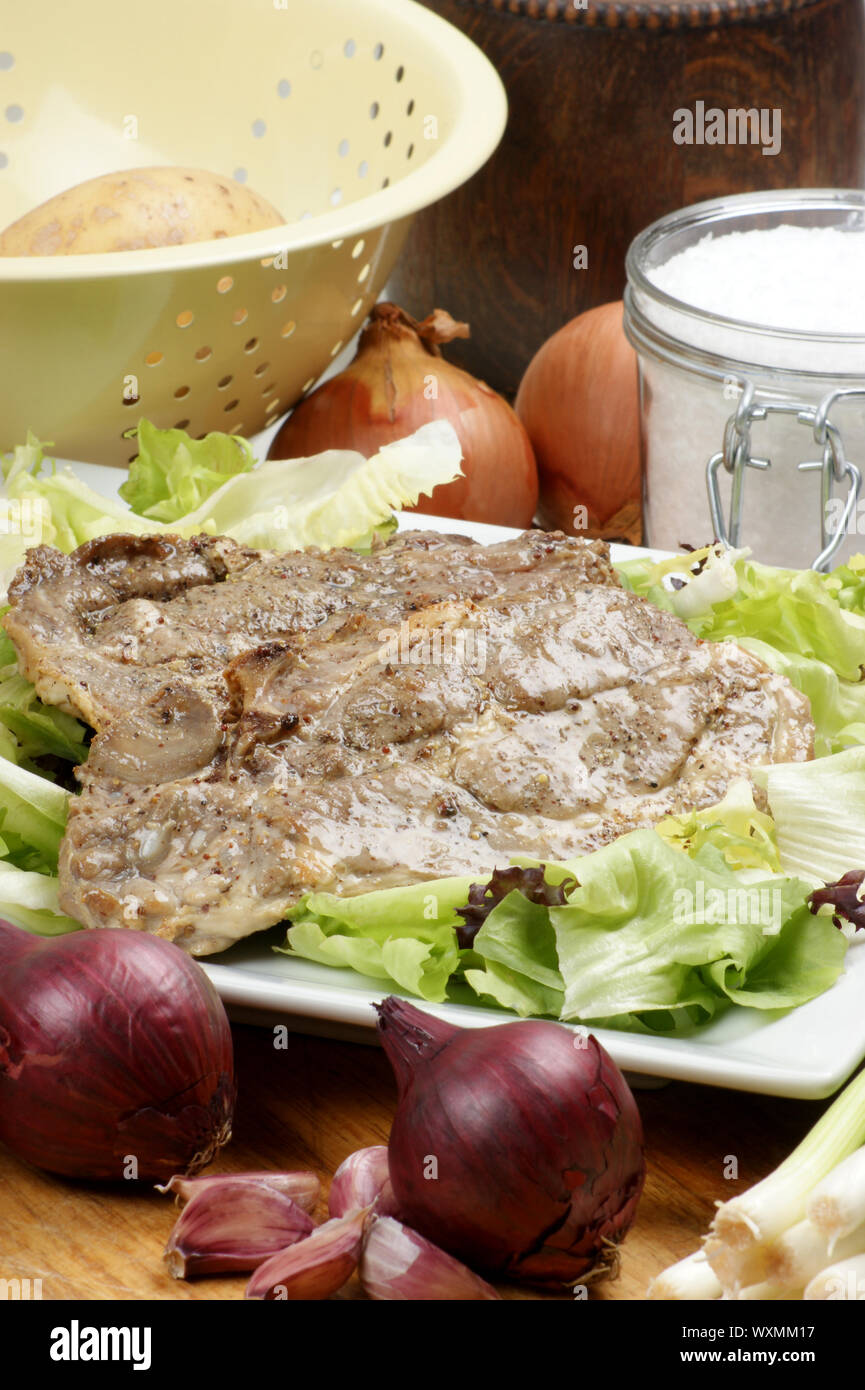 spare rib chops with fresh organic vegetable Stock Photo - Alamy
