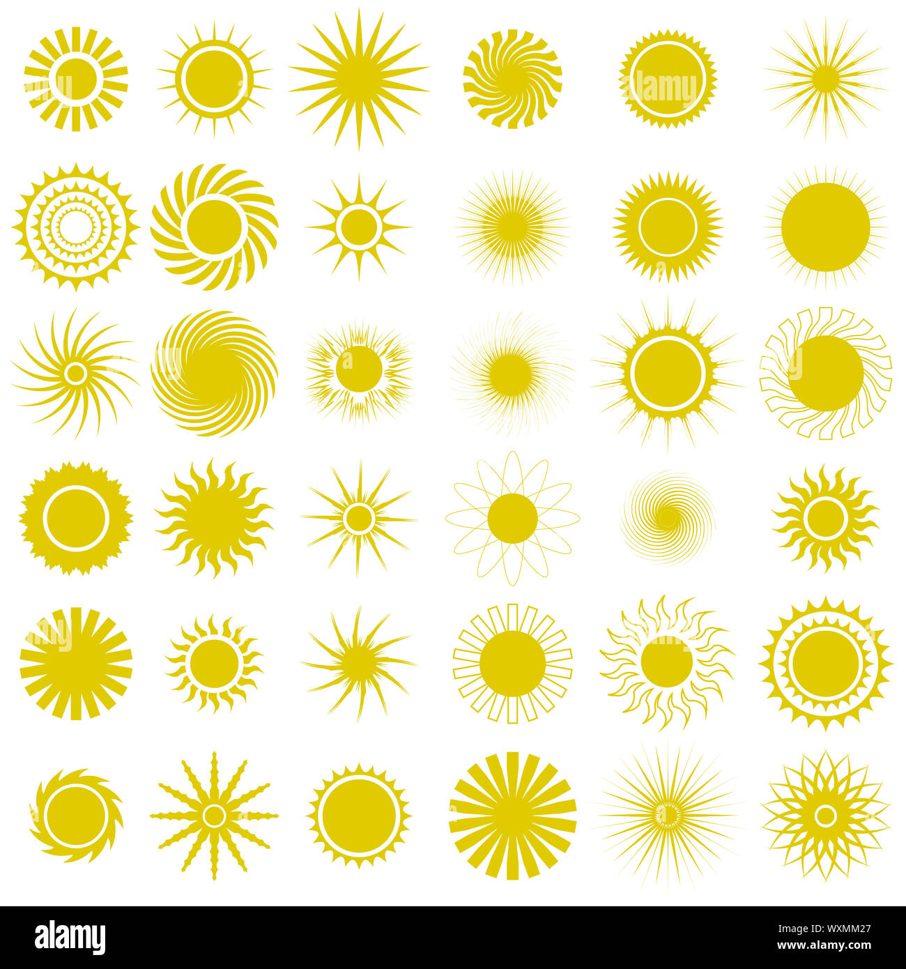 Yellow Sun Icons. Sparkling Star, Glowing Light Explosion. Starburst ...