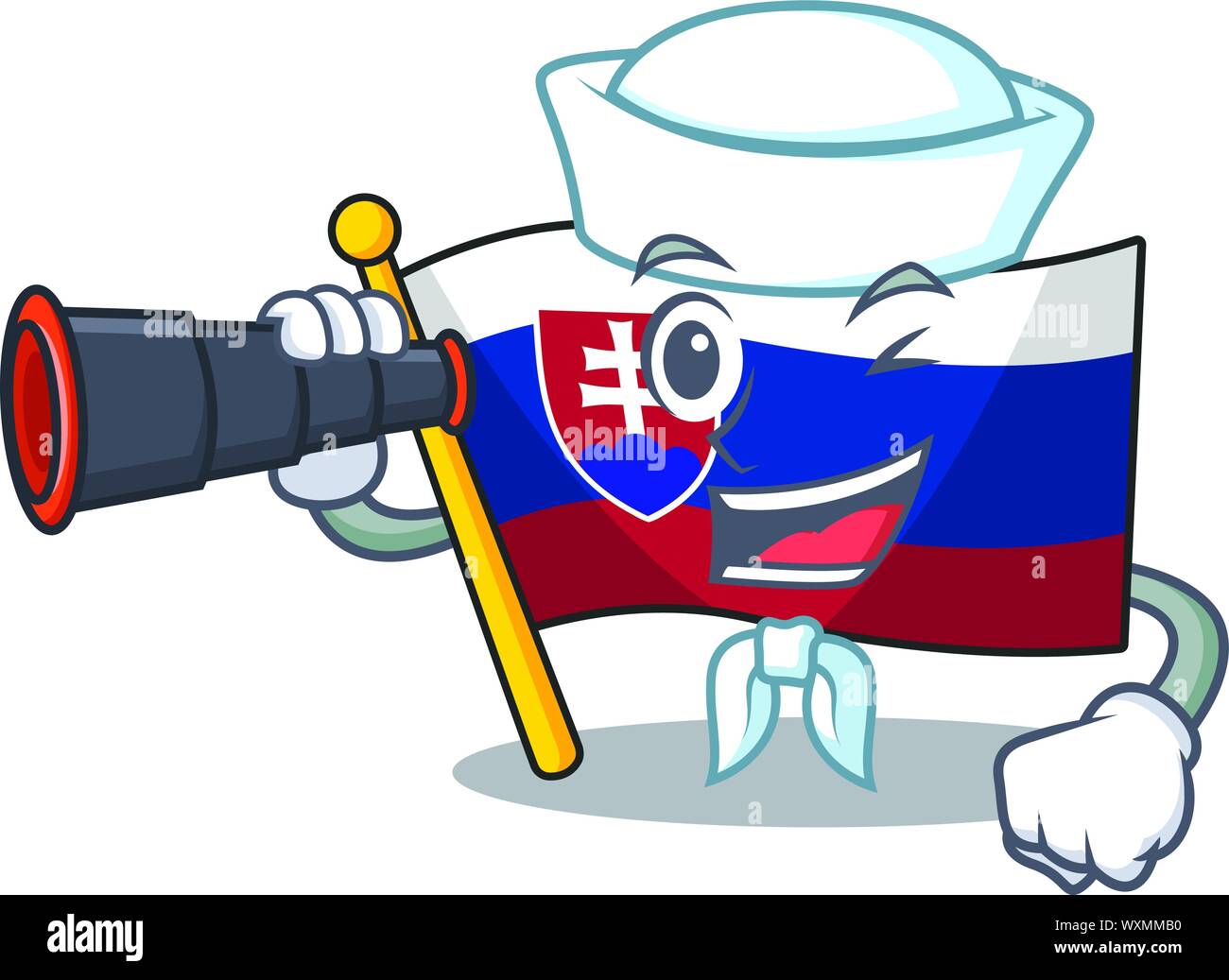 Sailor with binocular flag slovakia isolated in the cartoon Stock ...