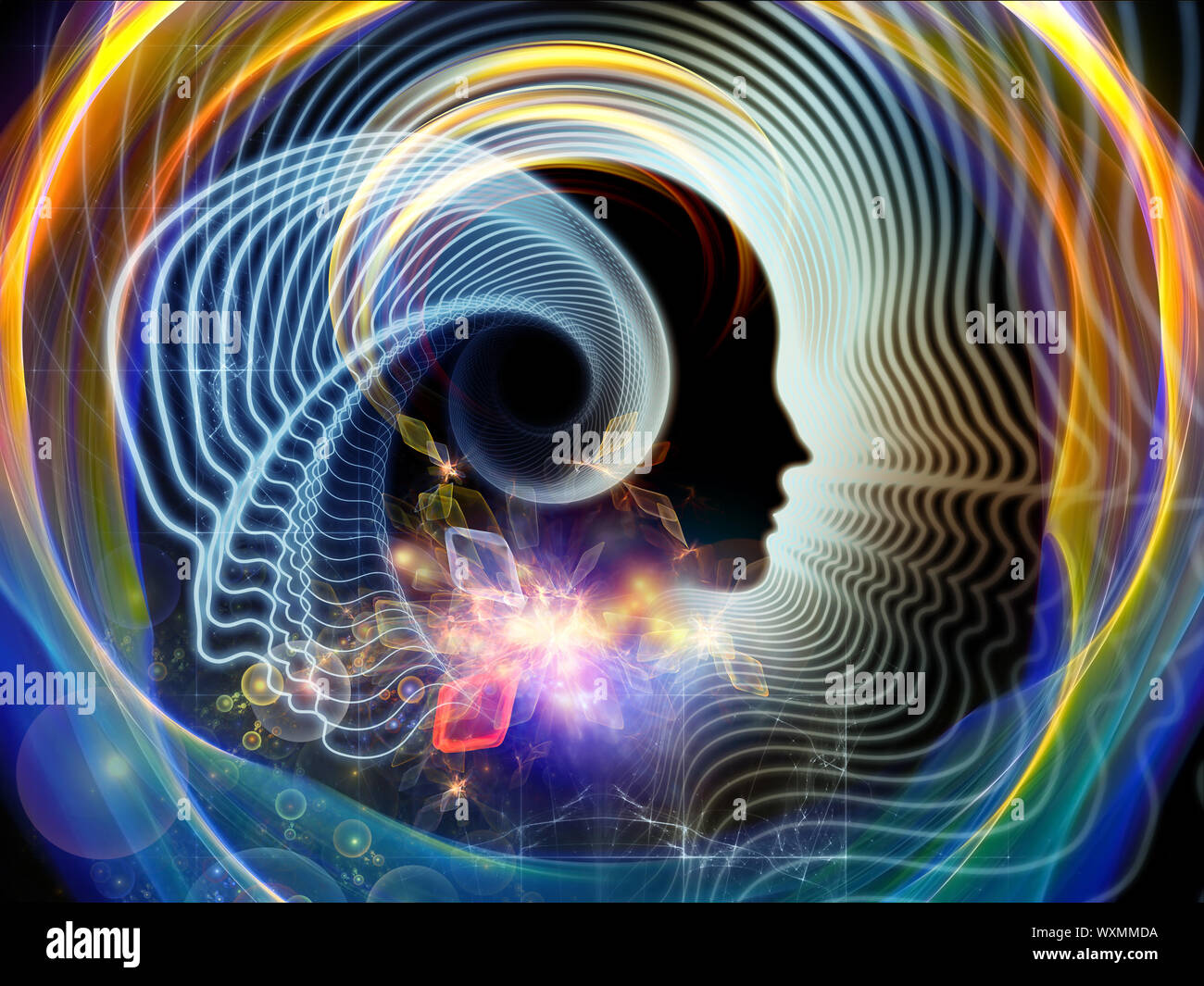Creative arrangement of human feature lines and symbolic elements as a ...