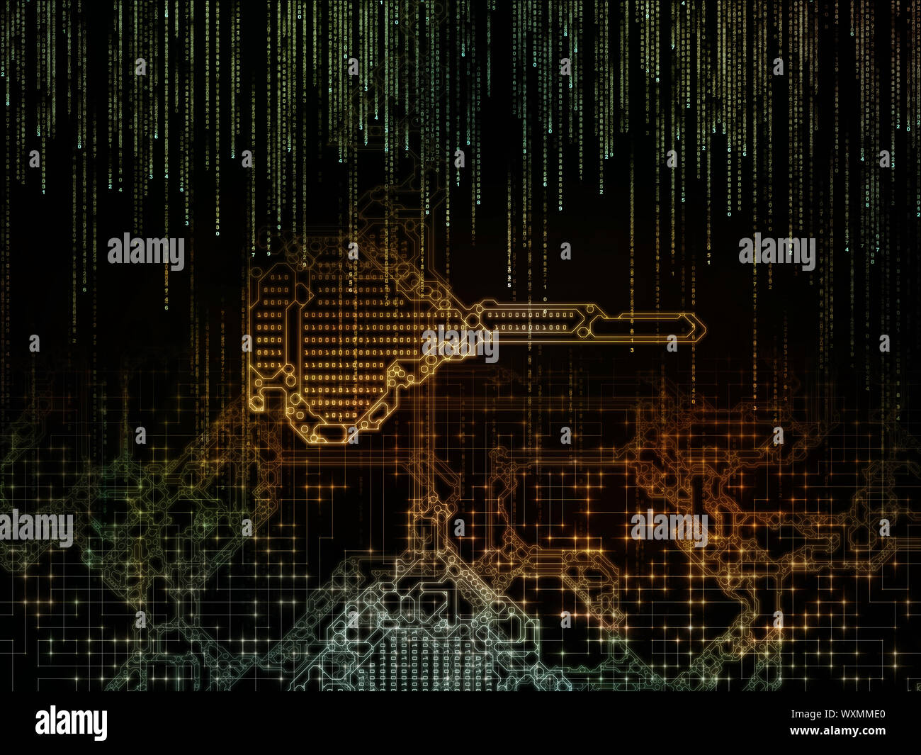 Encryption Key series. Interplay of stylized key and number symbols on ...