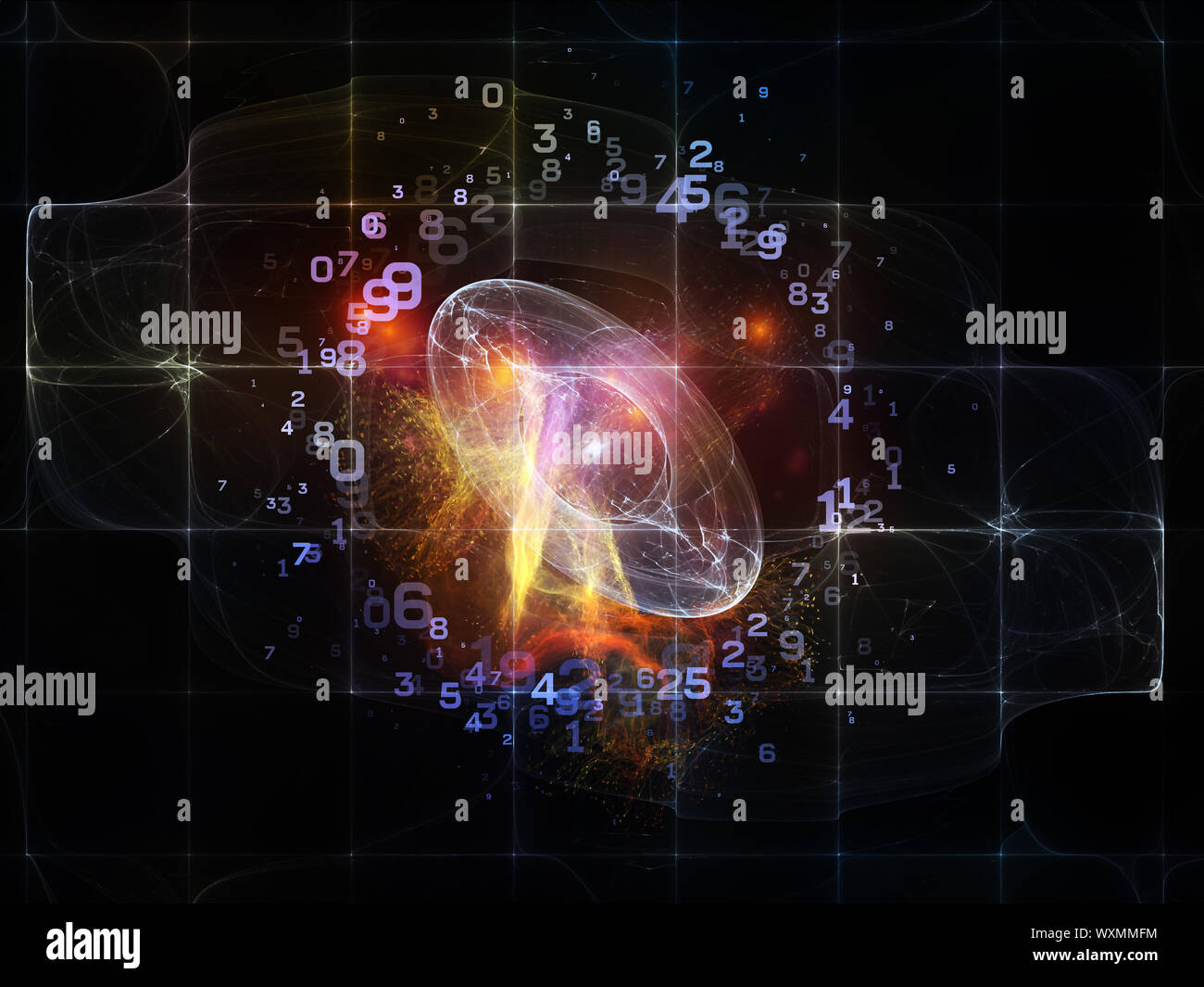 Number in Space series. Arrangement of numbers, fractal textures and ...