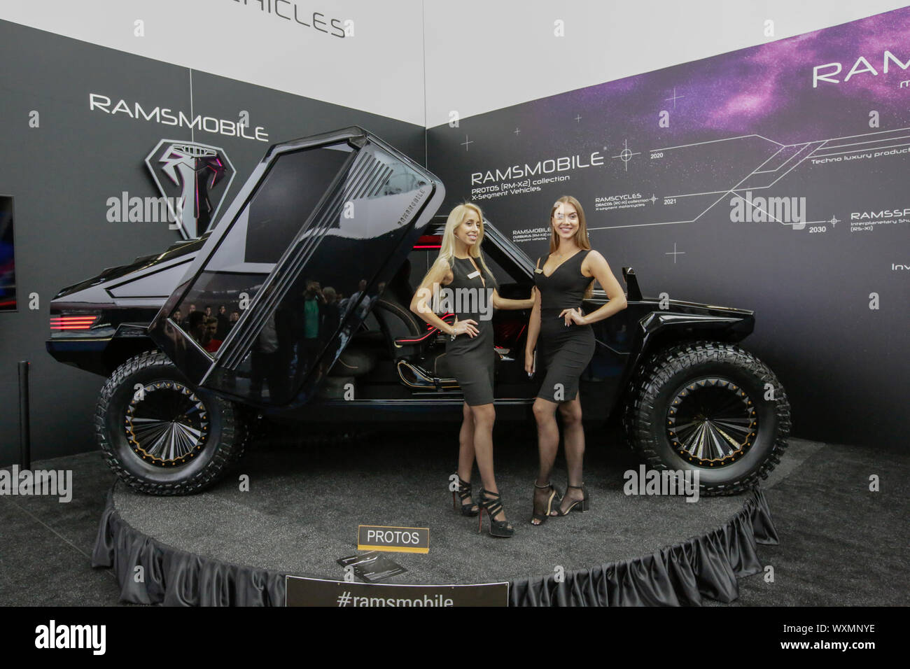 The car manufacturer Ramsmobile displays the Ramsmobile RM-X2 SUV at ...