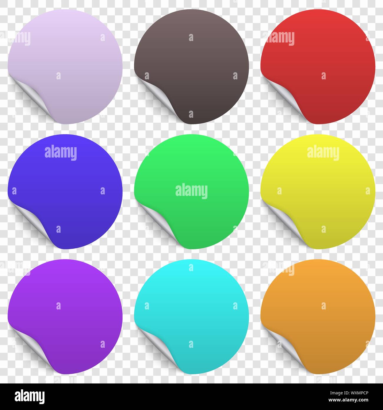 Round paper sticker template with bent edge and shadow, Transparent ...