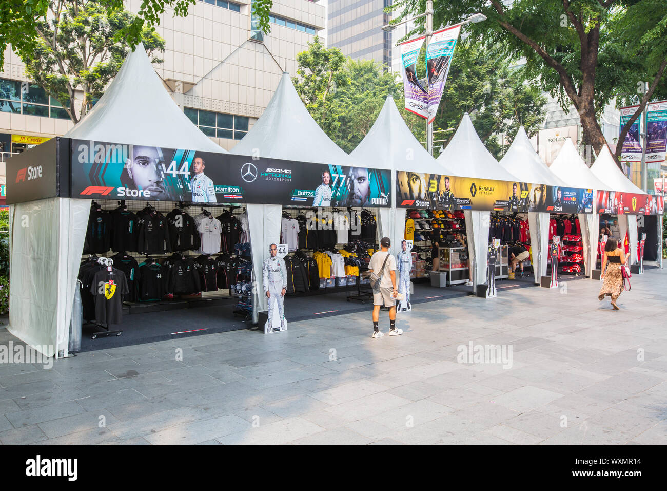 Formula One merchandise booth selling licensed authentic F1 products or ...