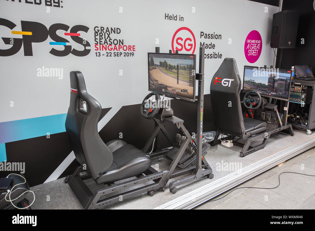 2019. Car simulation set-up for the public to play during the Grand ...