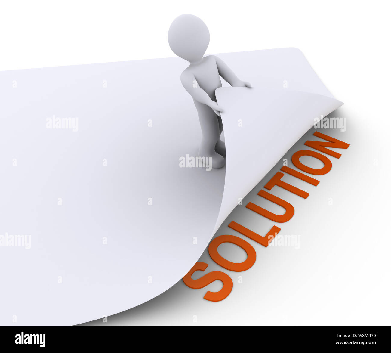 3d person finds the solution word under a sheet of paper Stock Photo ...