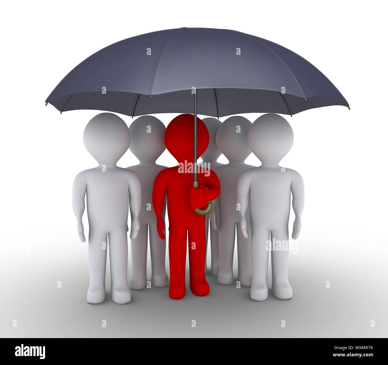 3d leader is protecting people with an umbrella Stock Photo - Alamy