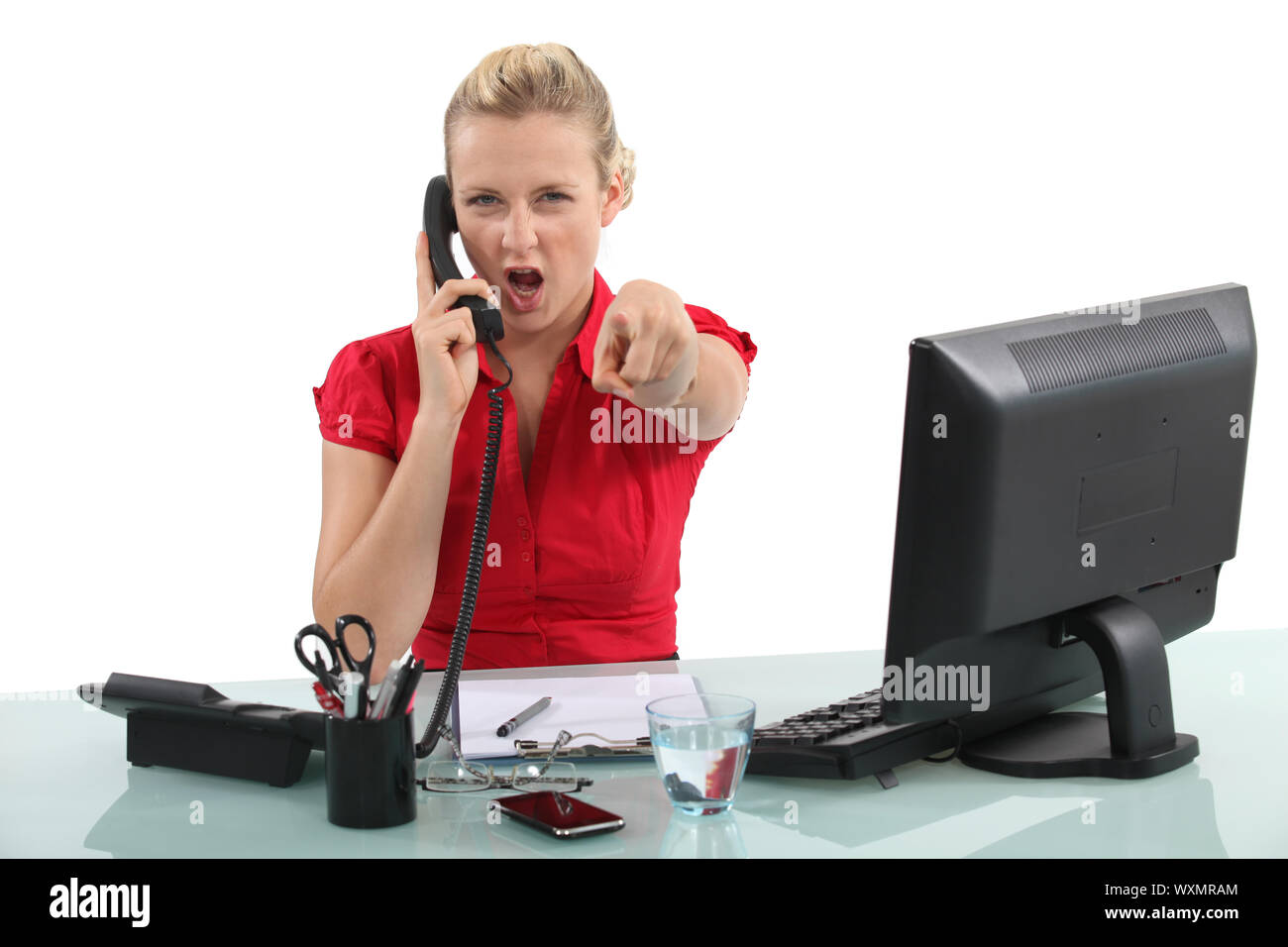 Secretary to the angry phone Stock Photo - Alamy