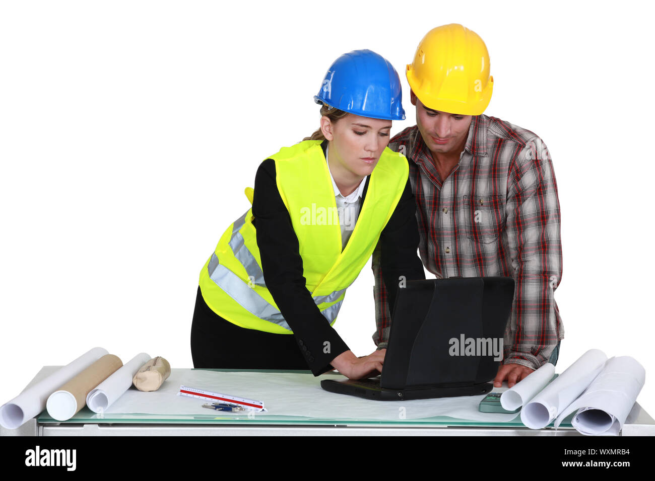 Architect and builder Stock Photo - Alamy