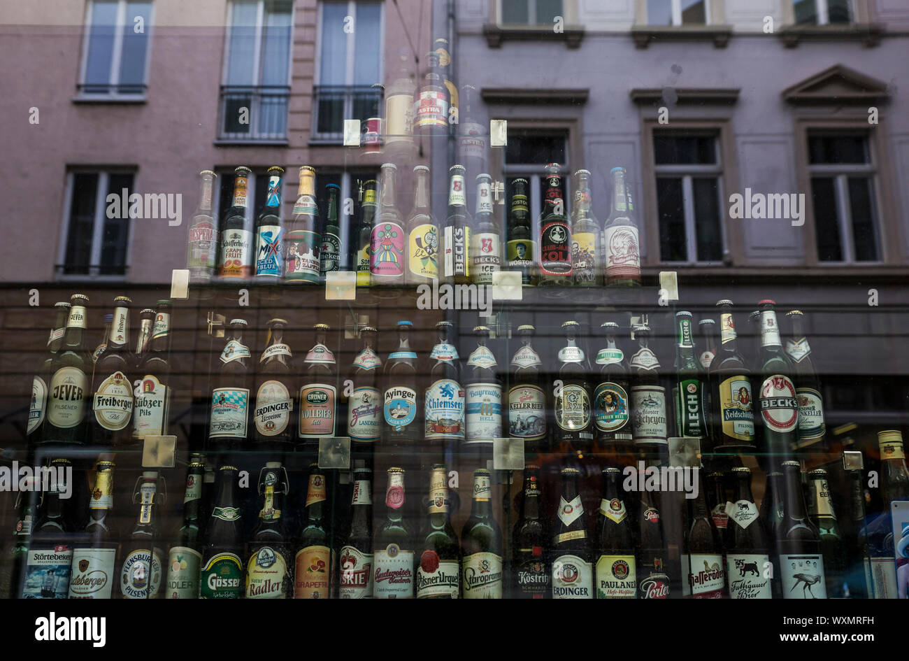 A window display of bottled beers in Dresden, Germany Stock Photo - Alamy