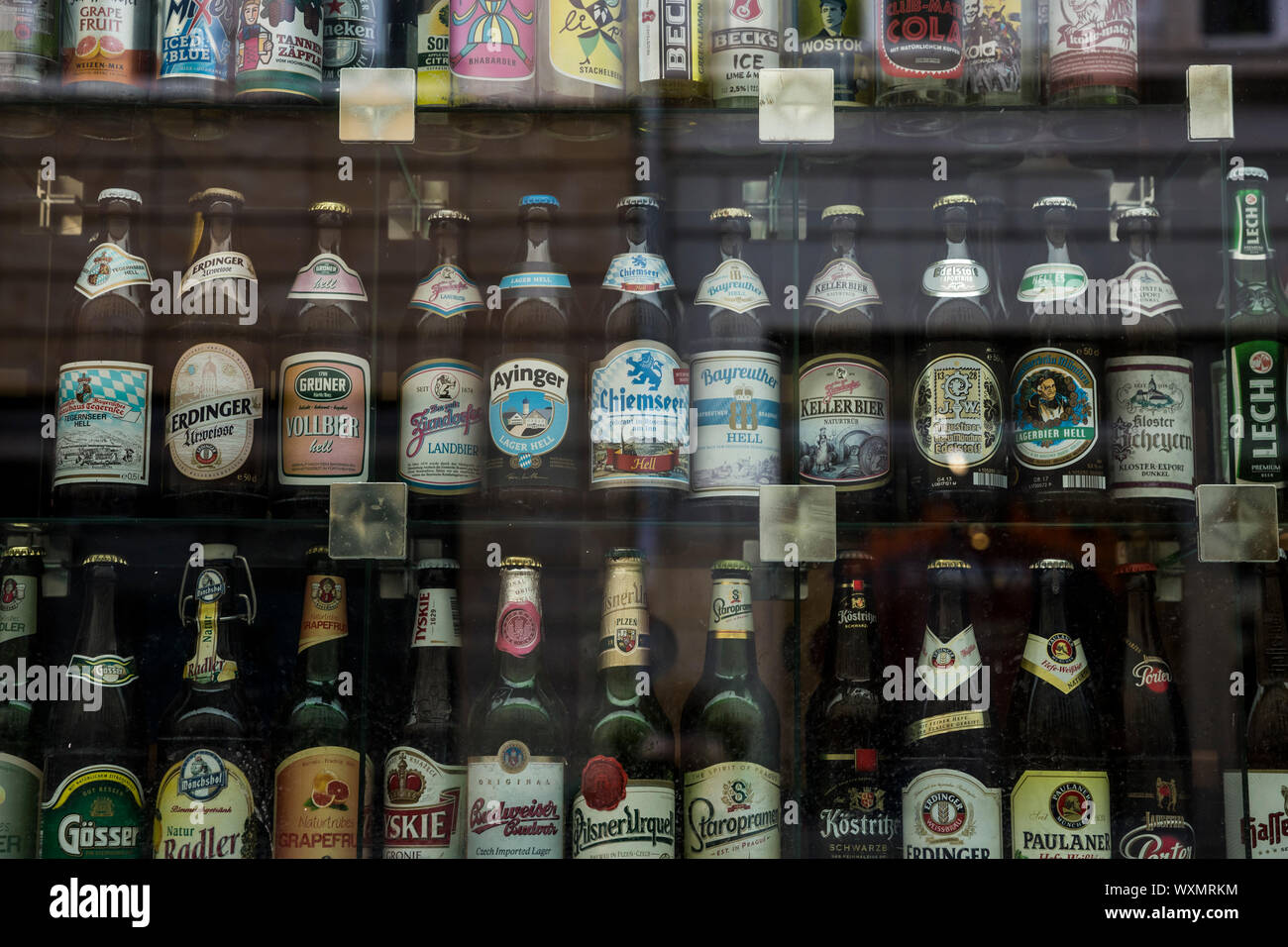 A window display of bottled beers in Dresden, Germany Stock Photo - Alamy