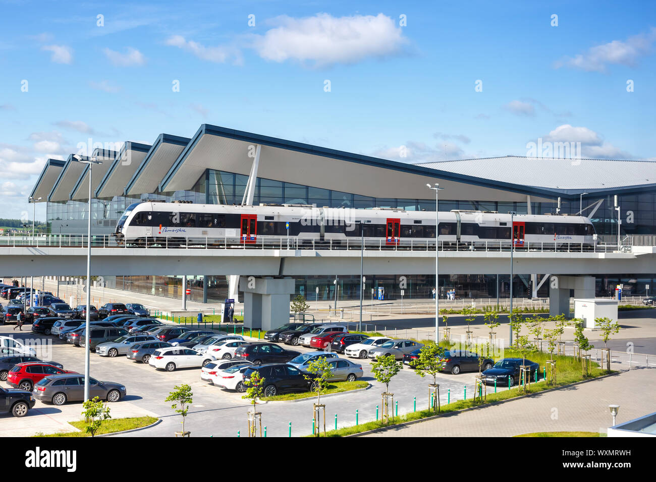 Gdansk, Poland – May 29, 2019: Terminal and train at Gdansk airport ...