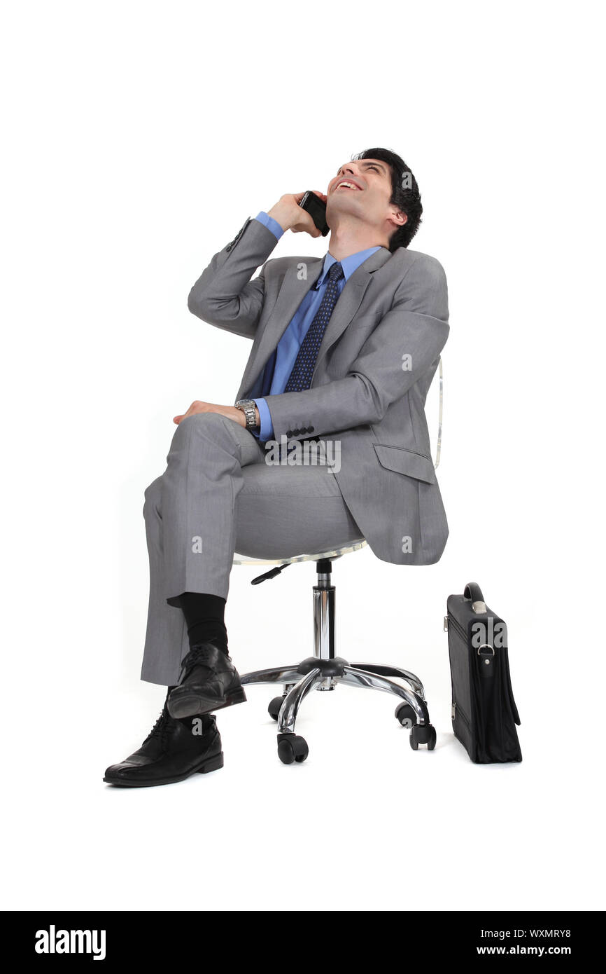 Man laughing telephone talking Cut Out Stock Images & Pictures - Alamy