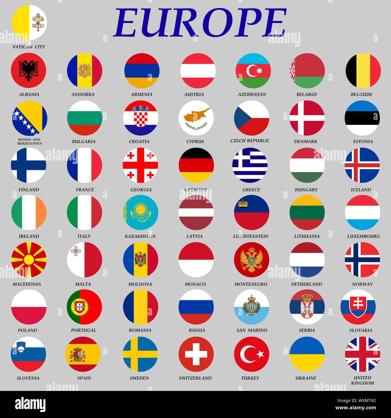 round flags of Europe vector illustration . Template for your design ...