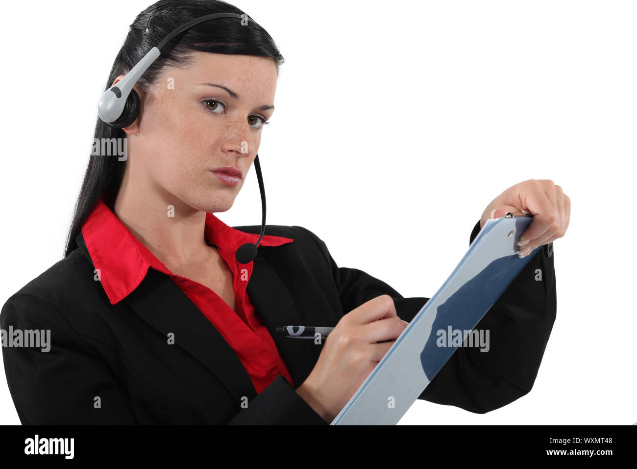 serious businesswoman taking notes Stock Photo - Alamy