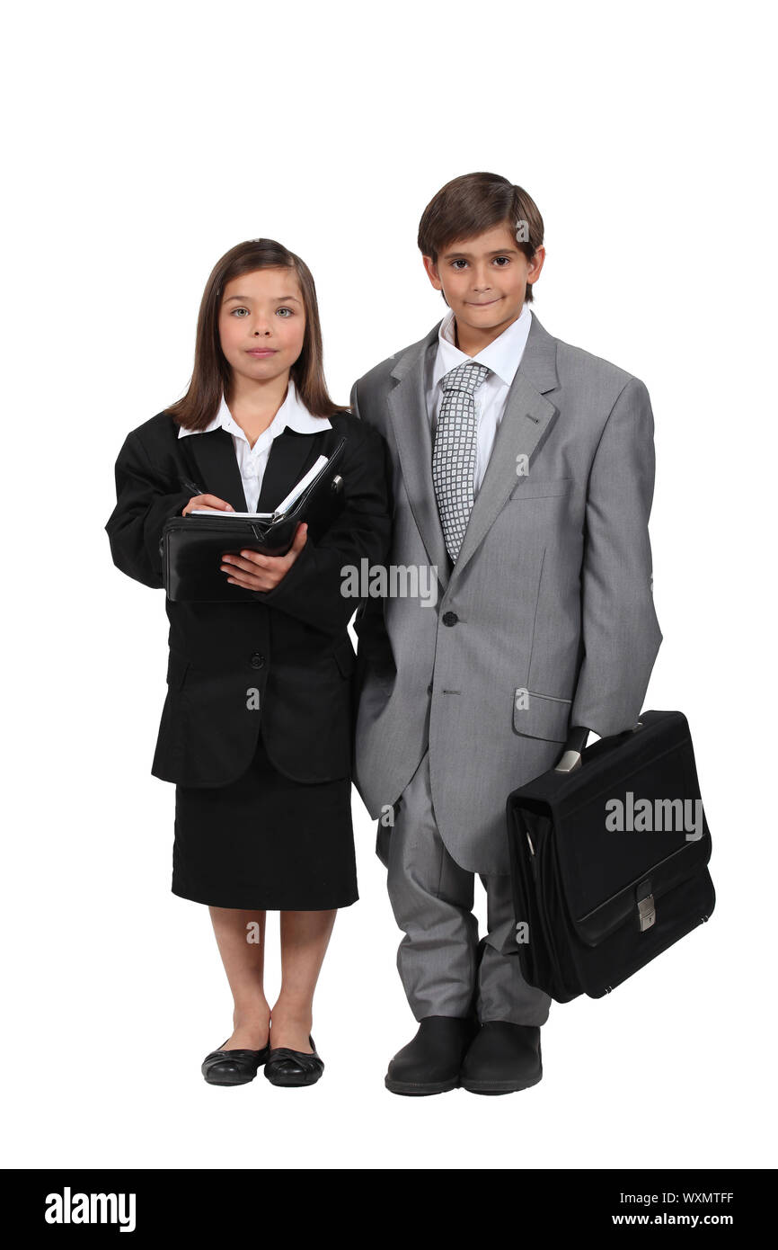 Little kids dressed as business people Stock Photo - Alamy