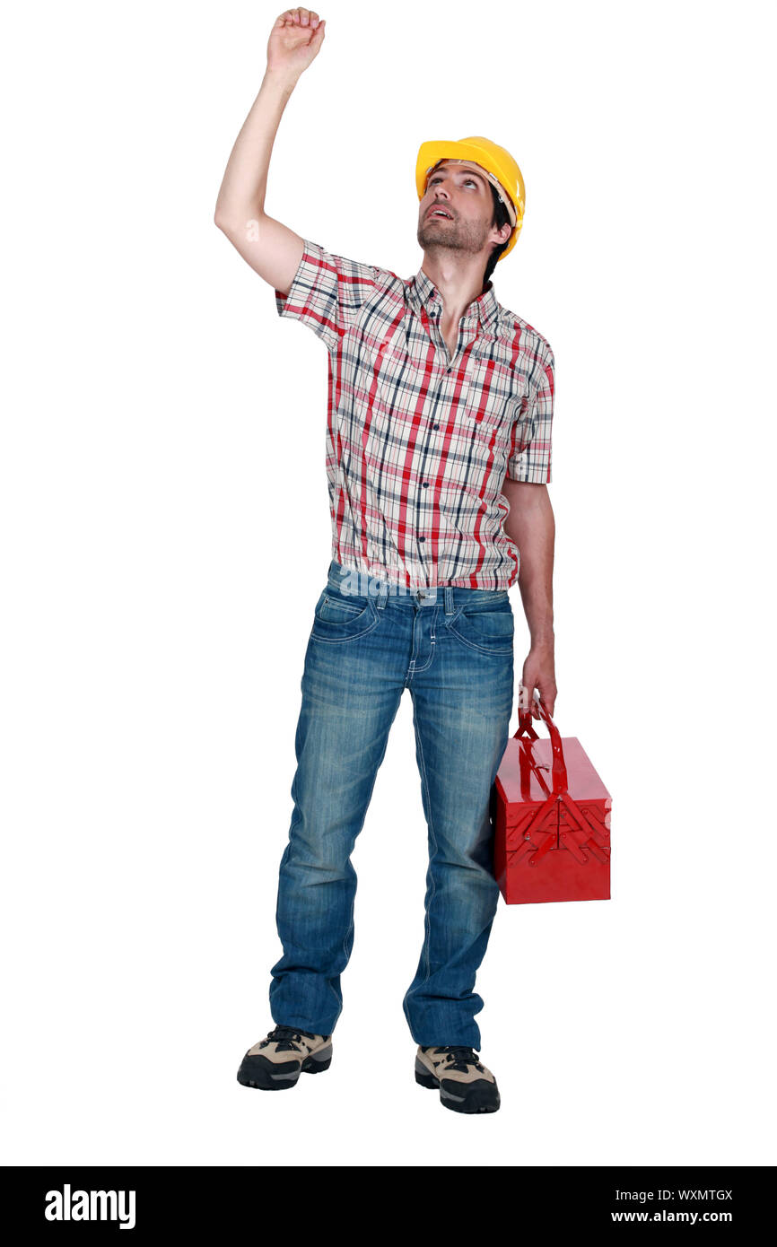 Workman with a toolbox Stock Photo - Alamy