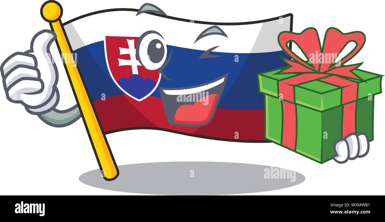With gift flag slovakia isolated in the cartoon Stock Vector Image ...