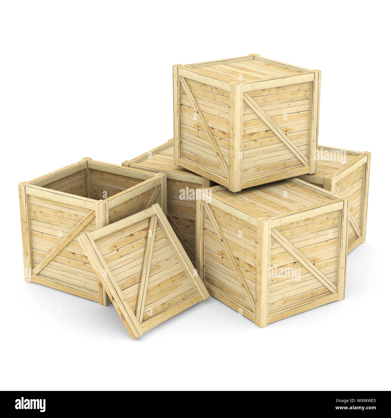 3d render open wooden crate hi-res stock photography and images - Alamy