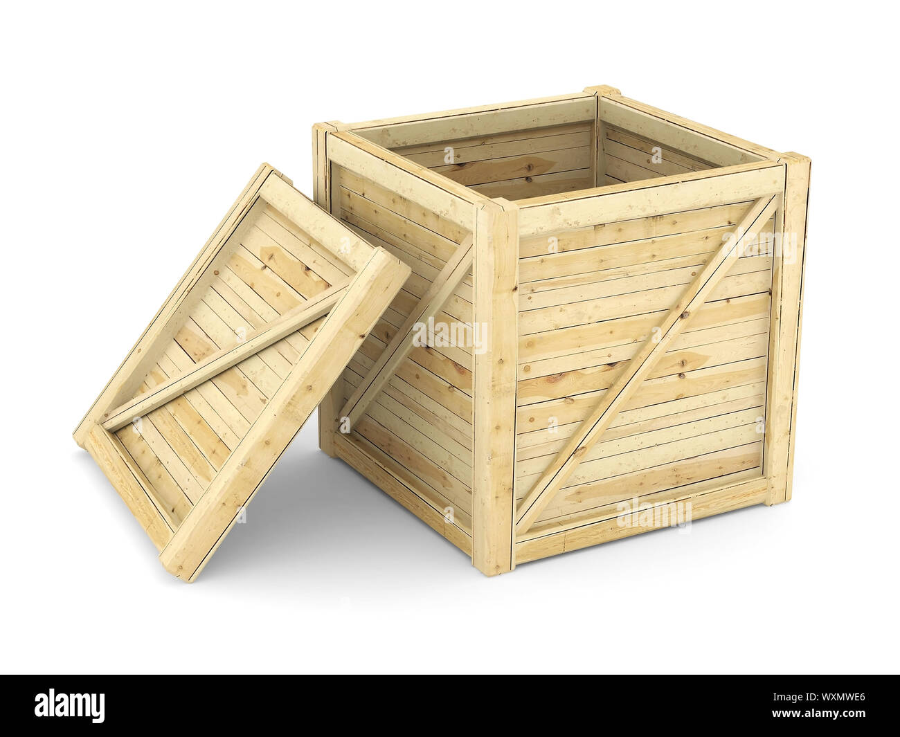 wooden crate isolated on white background Stock Photo - Alamy